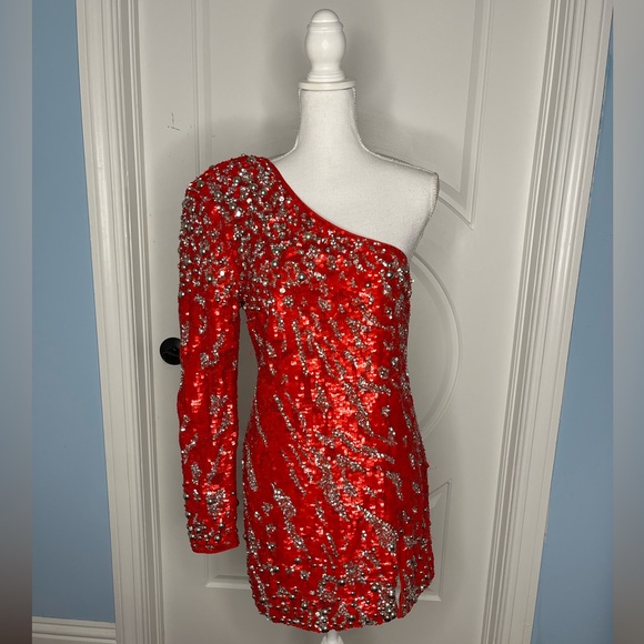 REVOLVE | Dresses | Dundas X Revolve Jett Embellished Mini Dress In Red ...